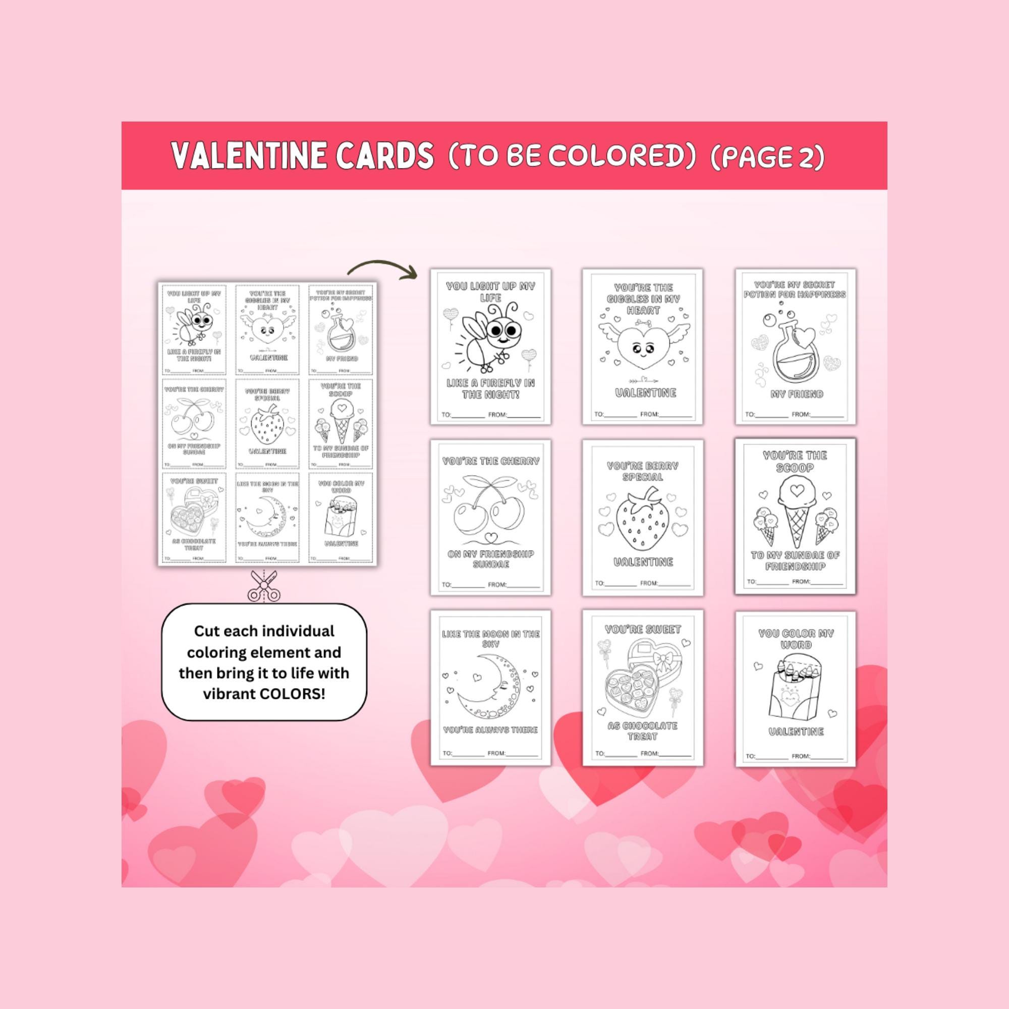 Valentine’s Day Cards to Color - Etsy