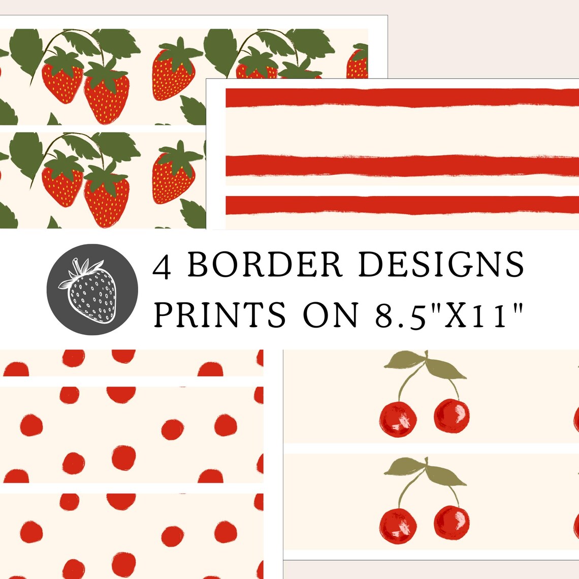 Cherry & Strawberry Bulletin Board Border Set: Cheery Classroom Decor ...