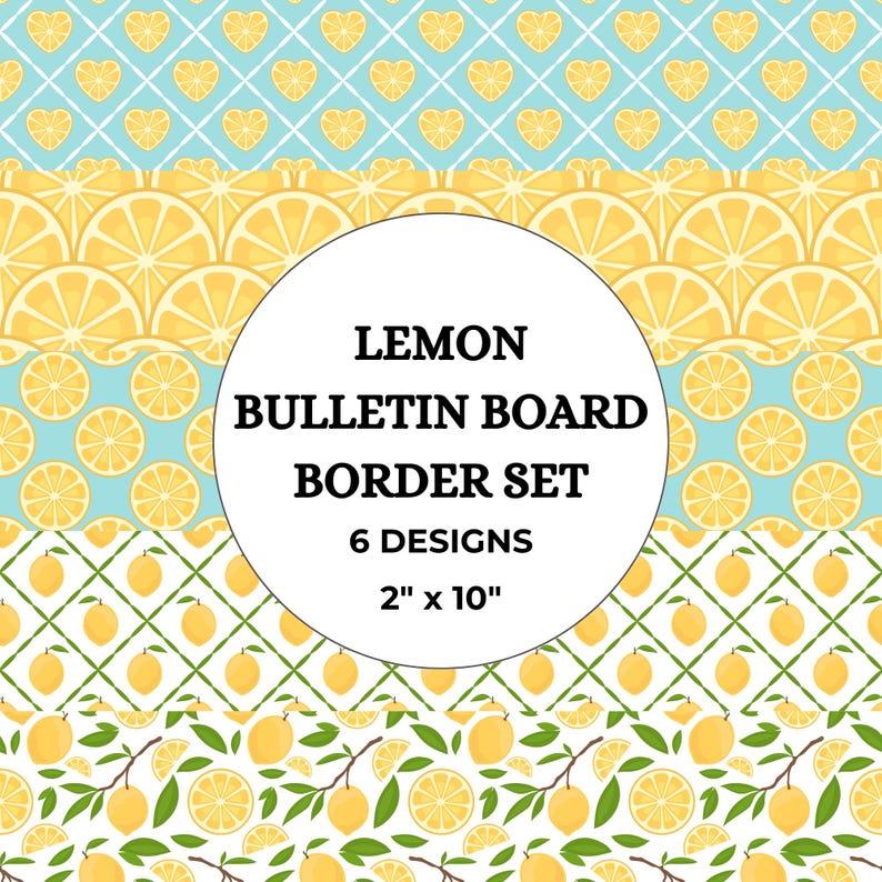 Lemon Bulletin Board Borders and Alpha Doodle Sets – Printable Summer ...