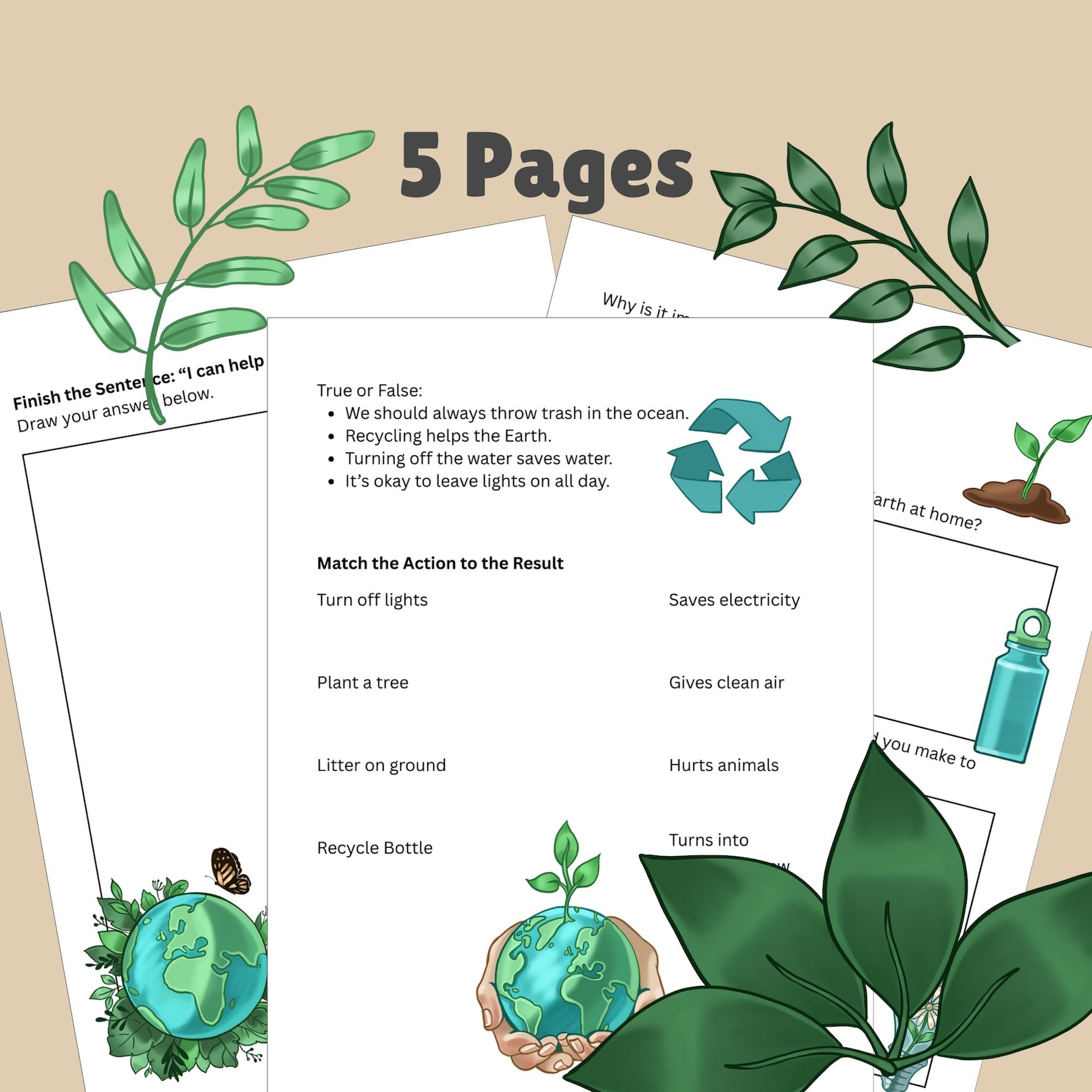 Earth Day Science Worksheets for 1st–3rd Grade | Recycling ...