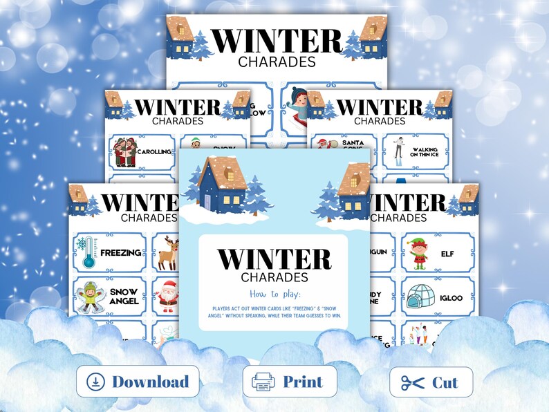 Winter Charades Game for Kids Printable - Etsy