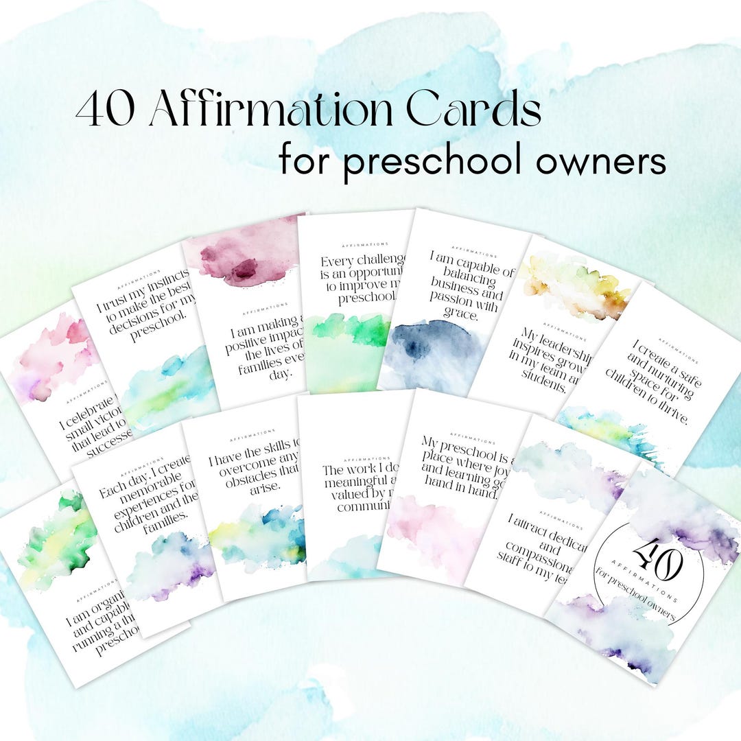 Pastel Watercolor Affirmation Cards for Preschool Owners - Etsy