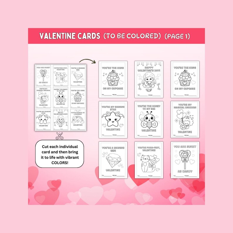 Valentine’s Day Cards to Color - Etsy