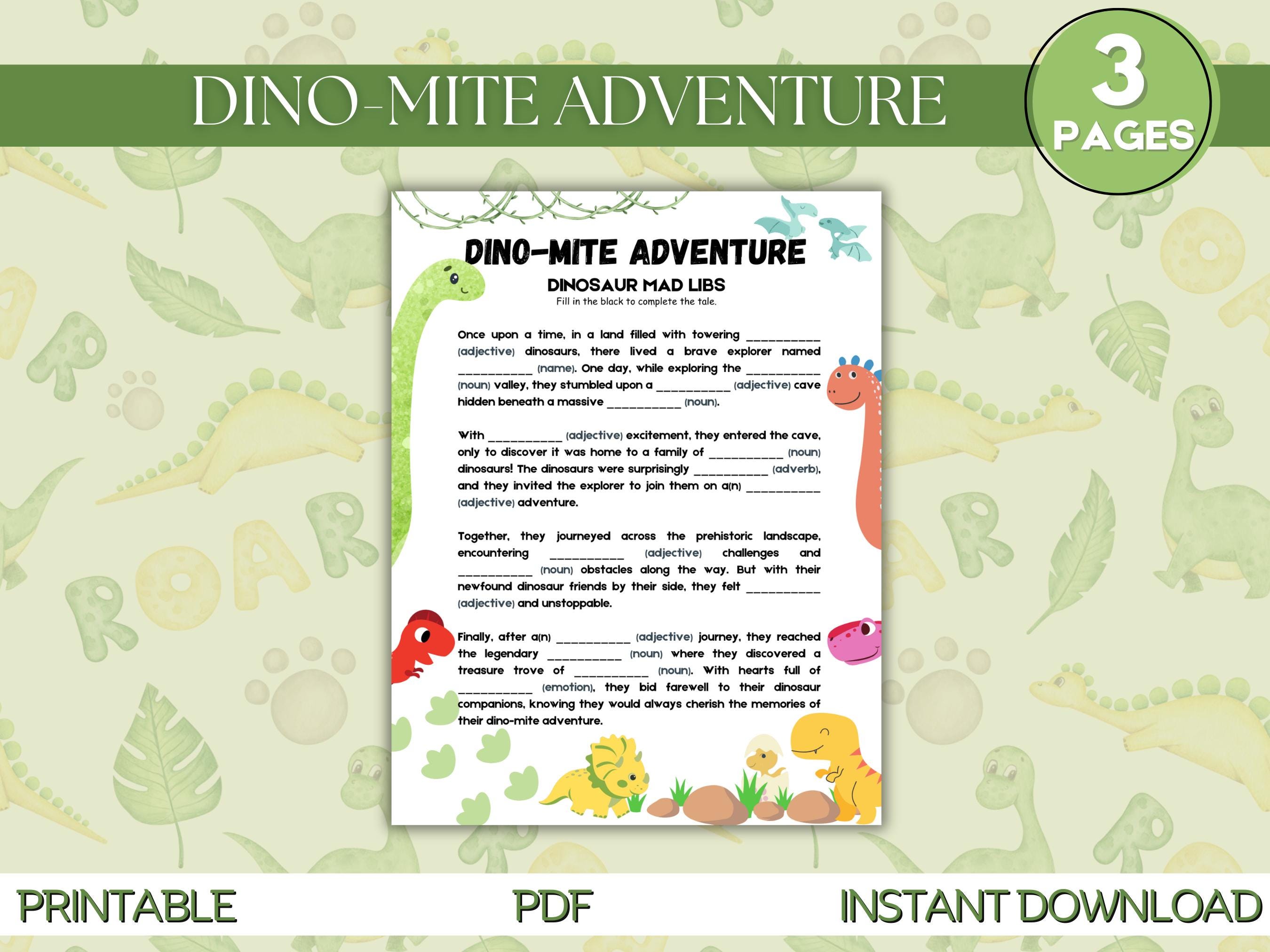 Printable Dinosaur Mad Libs for Kids - Etsy