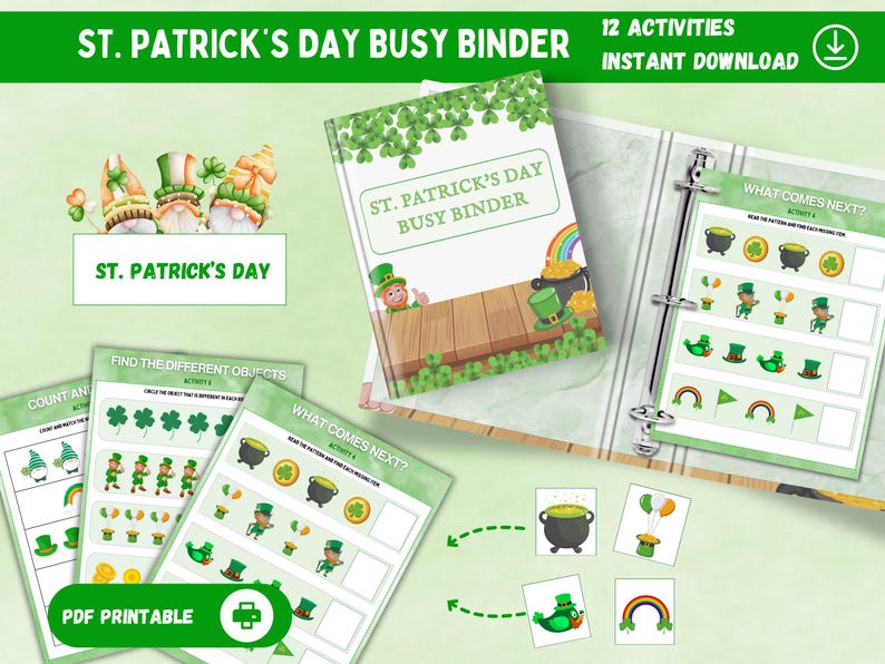 St. Patrick's Day Busy Binder for Kids - Etsy