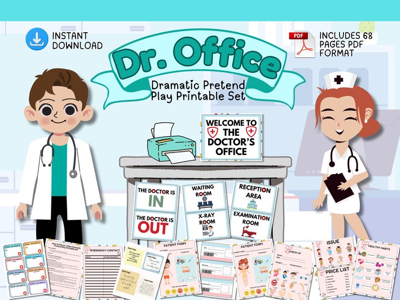 Dr. Office Pretend Play Printable Set - Dramatic Play - Etsy