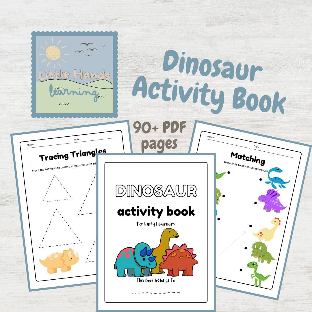 Dinosaur Activity Book for Preschoolers Coloring Pages, Tracing ...