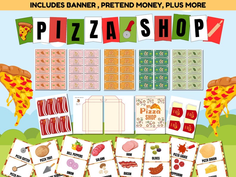 Pizza Shop Pretend Play Printable Set - Dramatic Play - Etsy