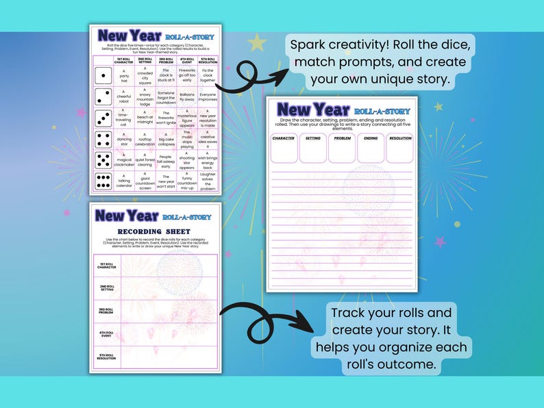 Roll a Story New Years Theme Printable Lesson - Etsy