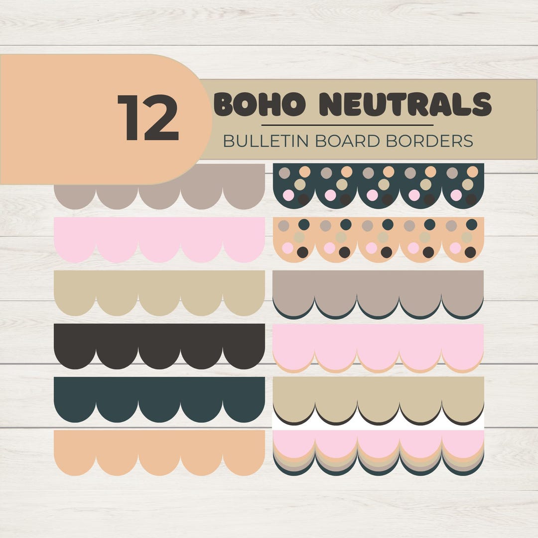 Boho Neutrals Bulletin Board Borders | Aesthetic Bulletin Borders ...