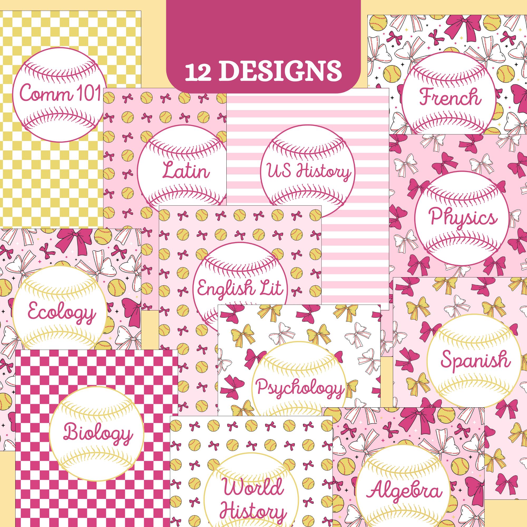Printable Binder Covers Softball and Bows – Editable Canva Template ...