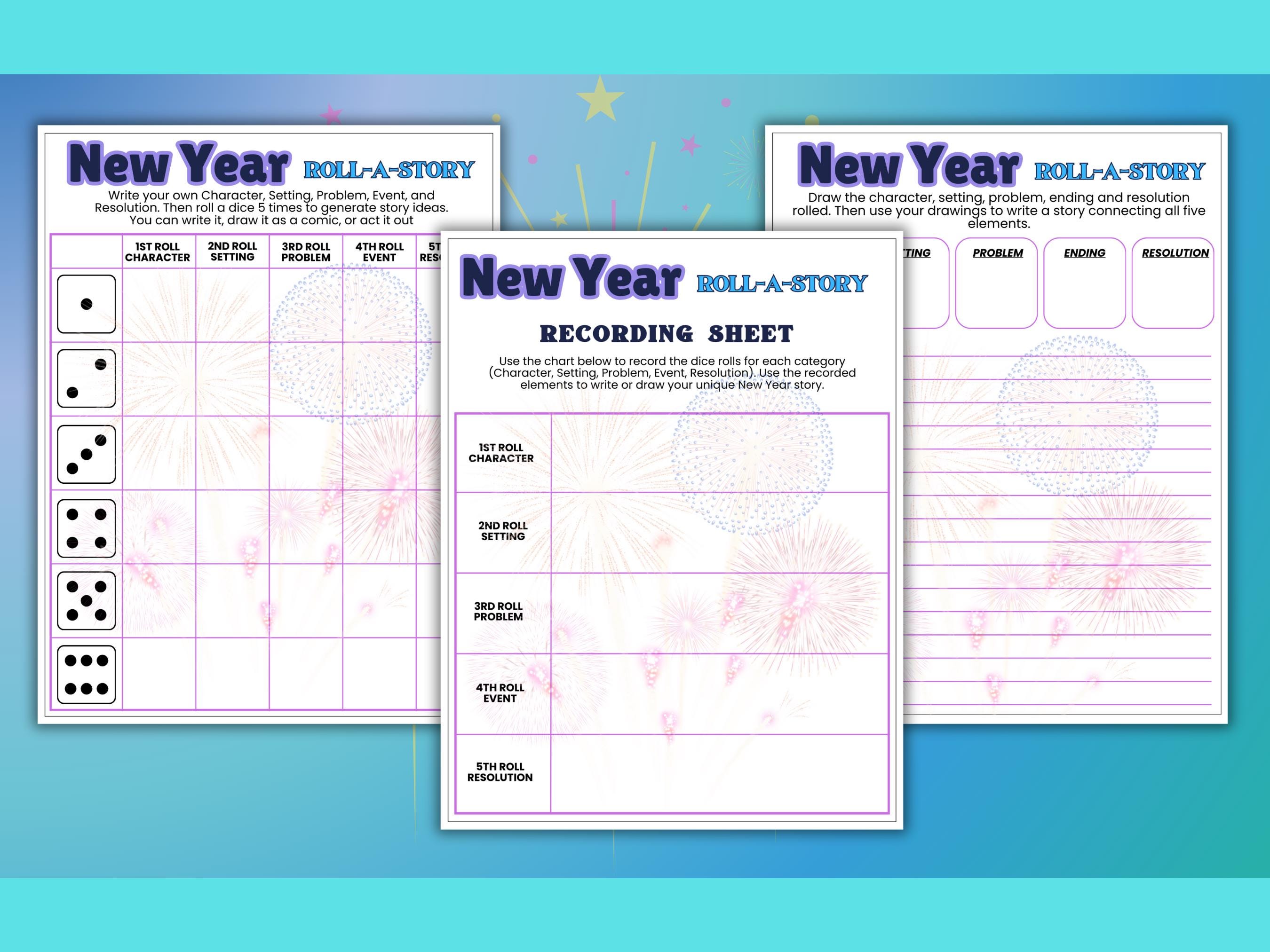 Roll a Story New Years Theme Printable Lesson - Etsy