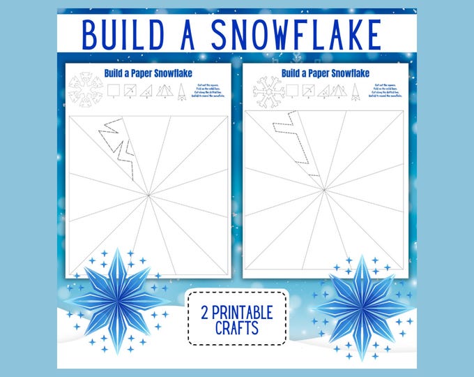 Snowflake Kid's Craft, Winter Kid's Craft, Printable Snowflakes Craft ...