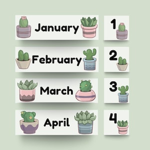 Cactus Classroom Calendar Set – Cute Succulent Theme Months & Numbers ...