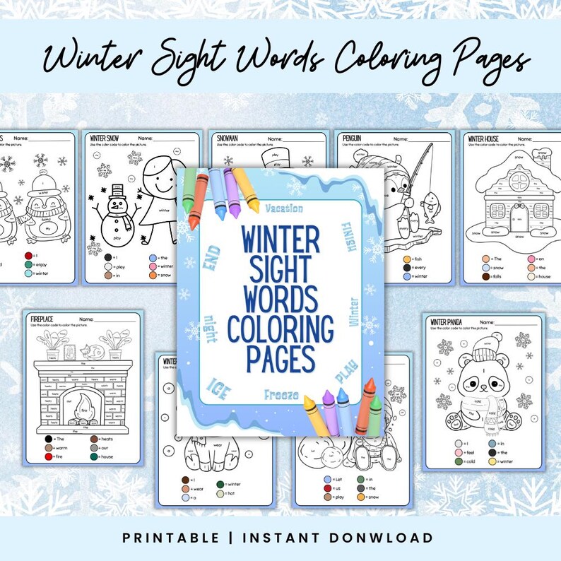 Winter Sight Words Coloring Pages - Etsy