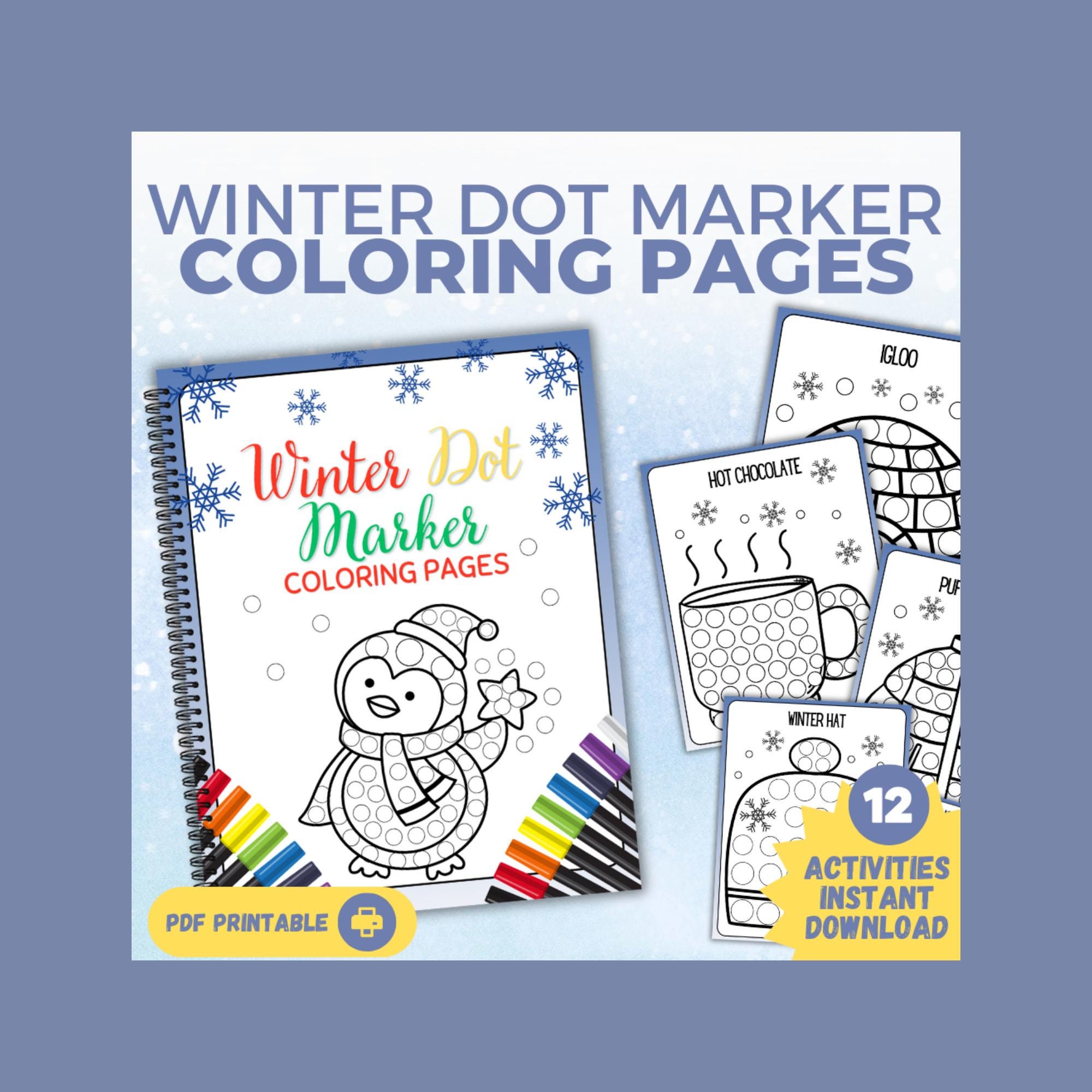 Winter Dot Marker Coloring Pages Printables - Etsy