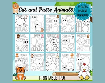 Printable Animal Crafts for Kids, Color Cut and Paste Activities, 15 ...
