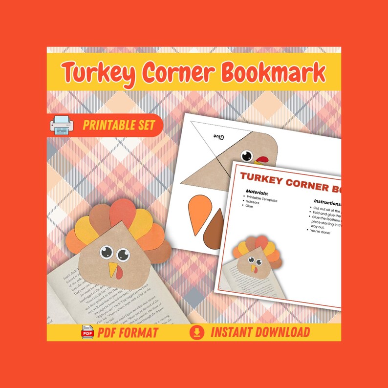 Turkey Corner Bookmark Craft for Kids - Etsy