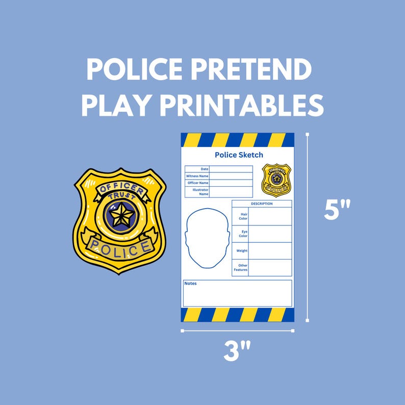 Police Pretend Play Printables – Fun for Little Officers in Training - Etsy