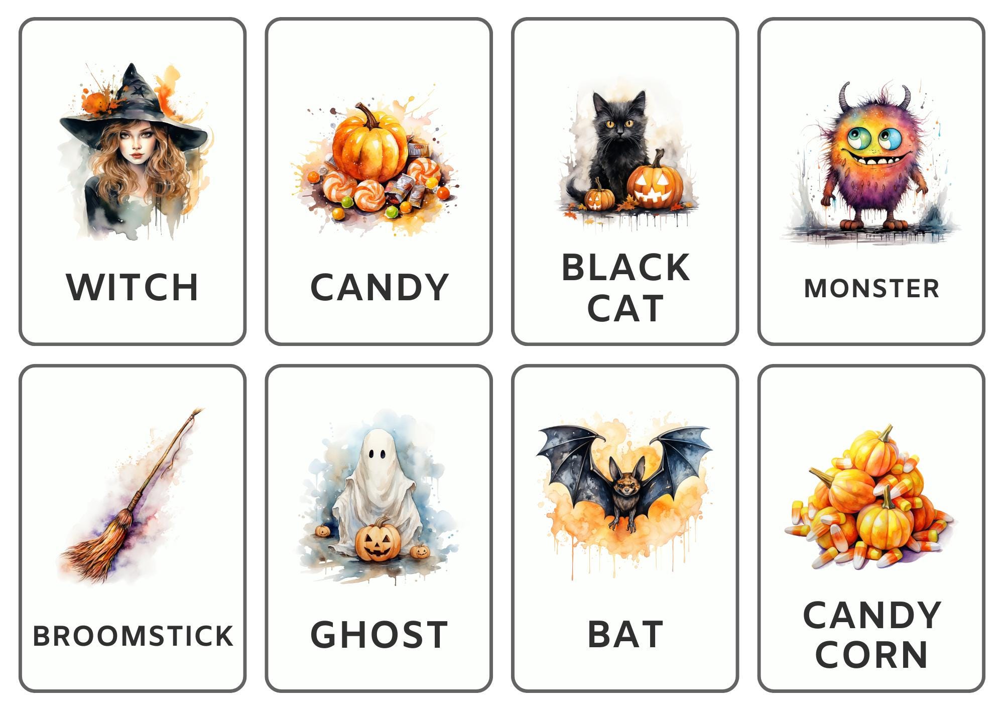 Spooky Halloween Matching Game for Kids Printable Memory Activity Party ...