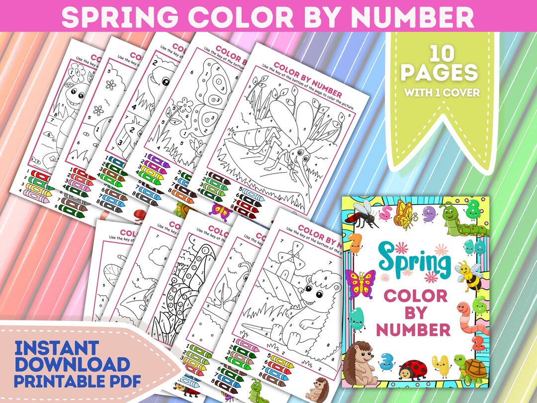 Kids Spring Color by Number Printables - Etsy
