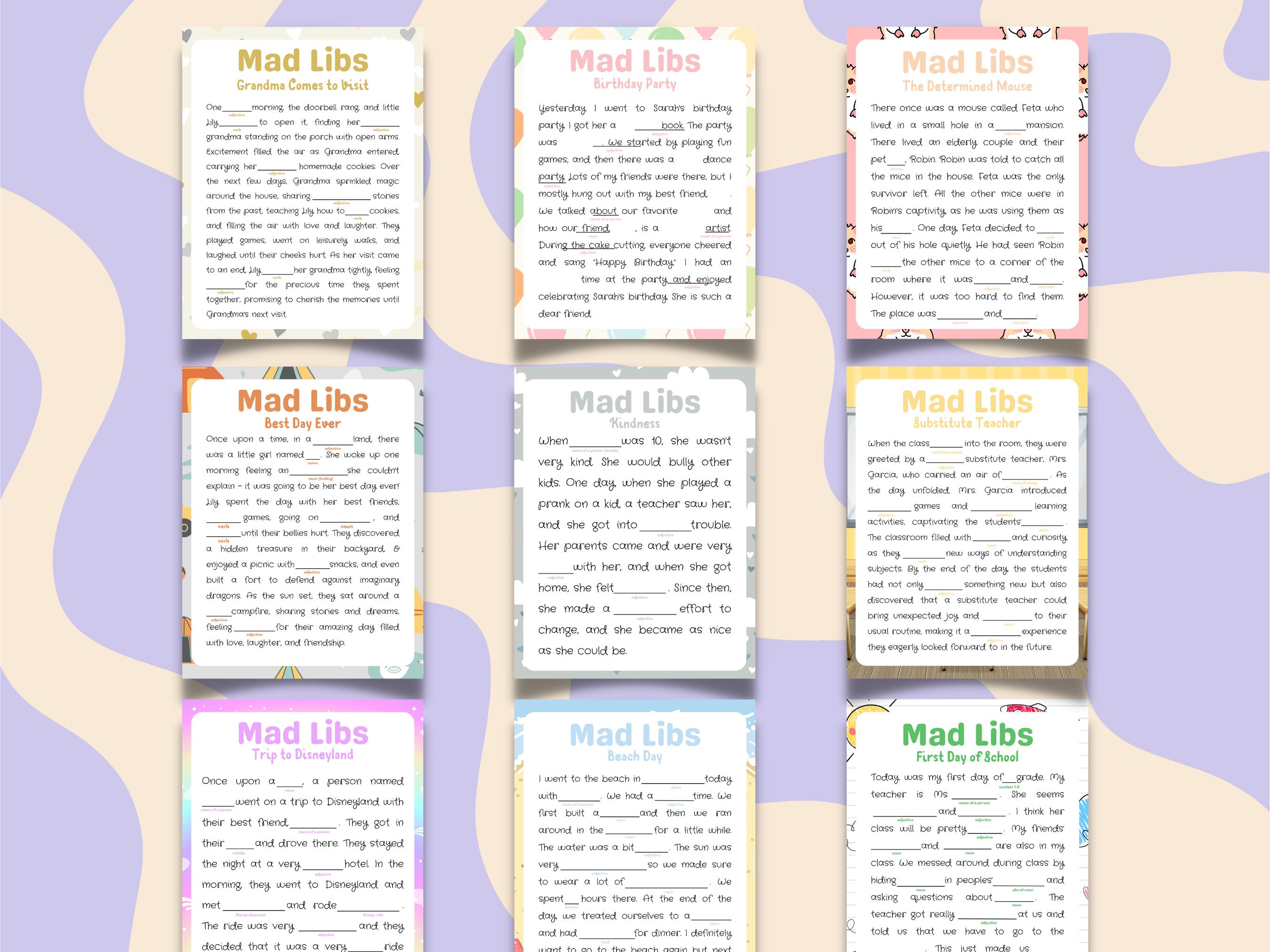 Printable Mad Libs for Kids - Etsy