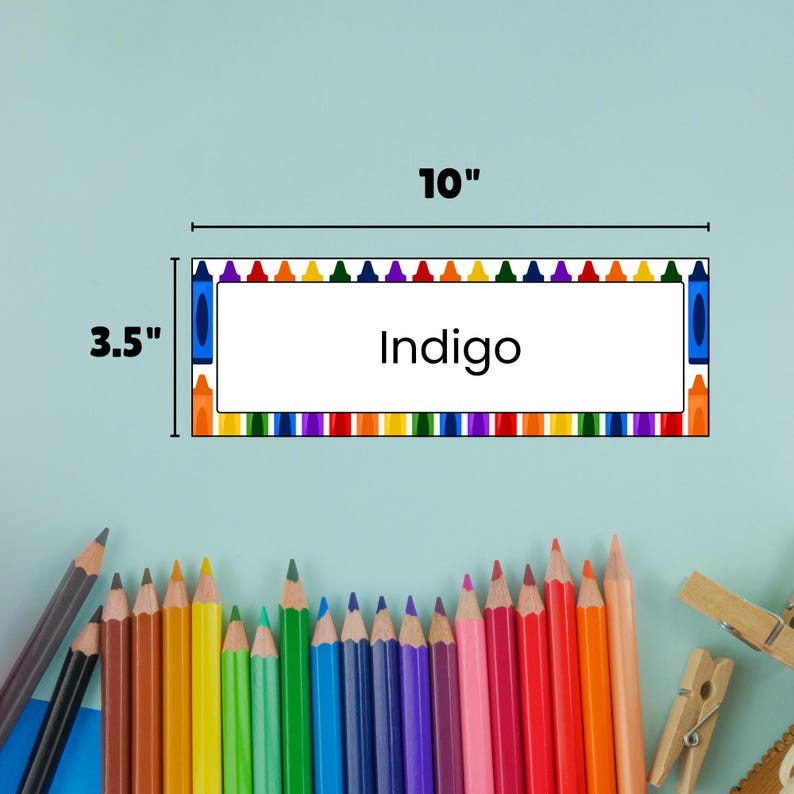 Editable Crayon Desk Name Tags | Canva Template for Teachers | 10" X 3. ...
