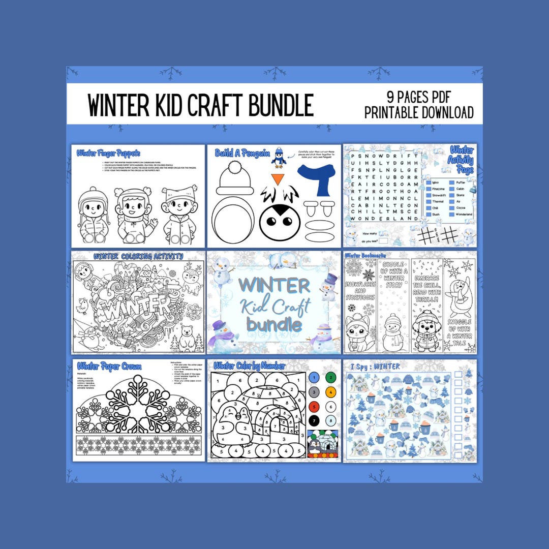 Winter Kids Craft Printable Bundle - Etsy