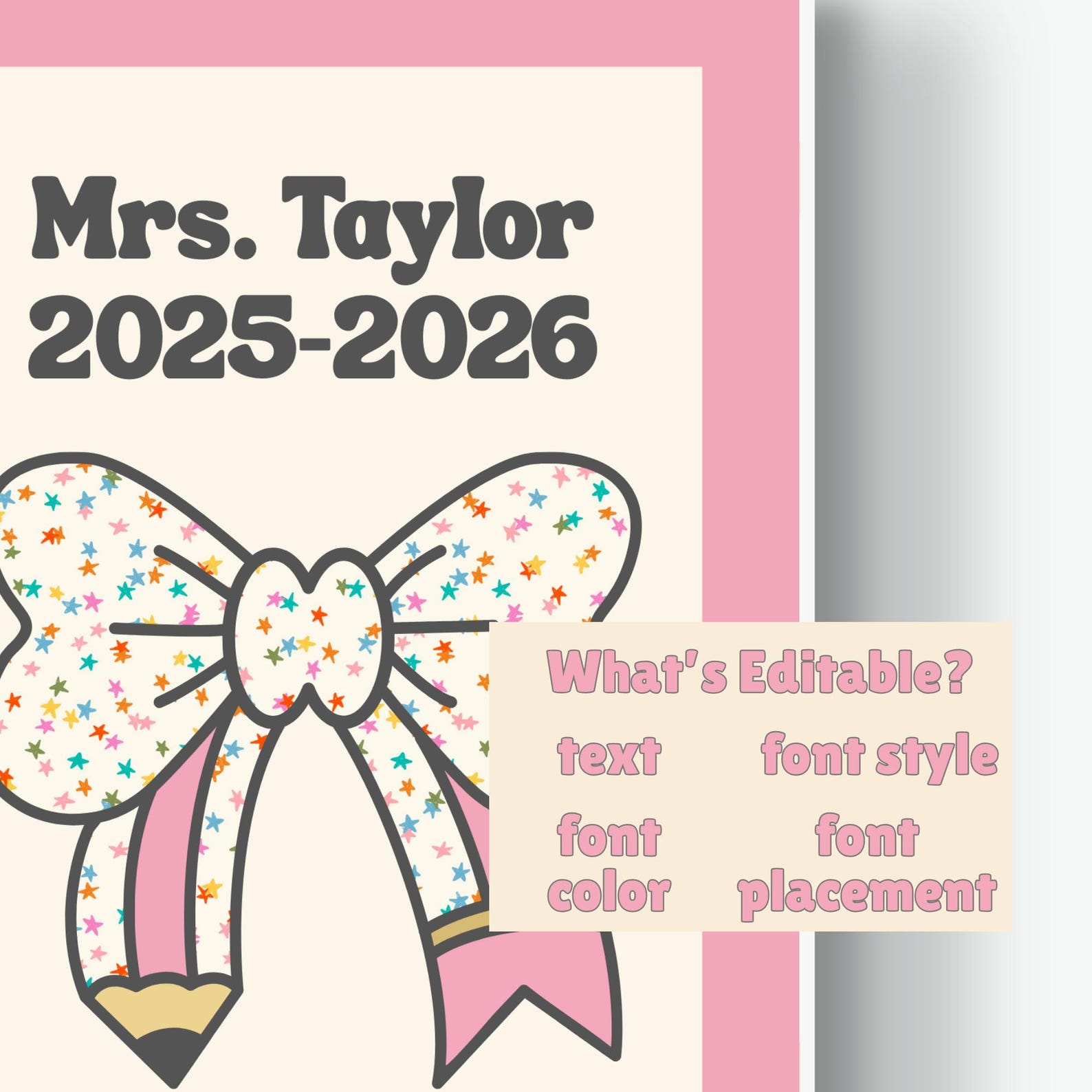 Pencil Bows Editable Binder Cover Sheet Bundle | Edit in Canva ...