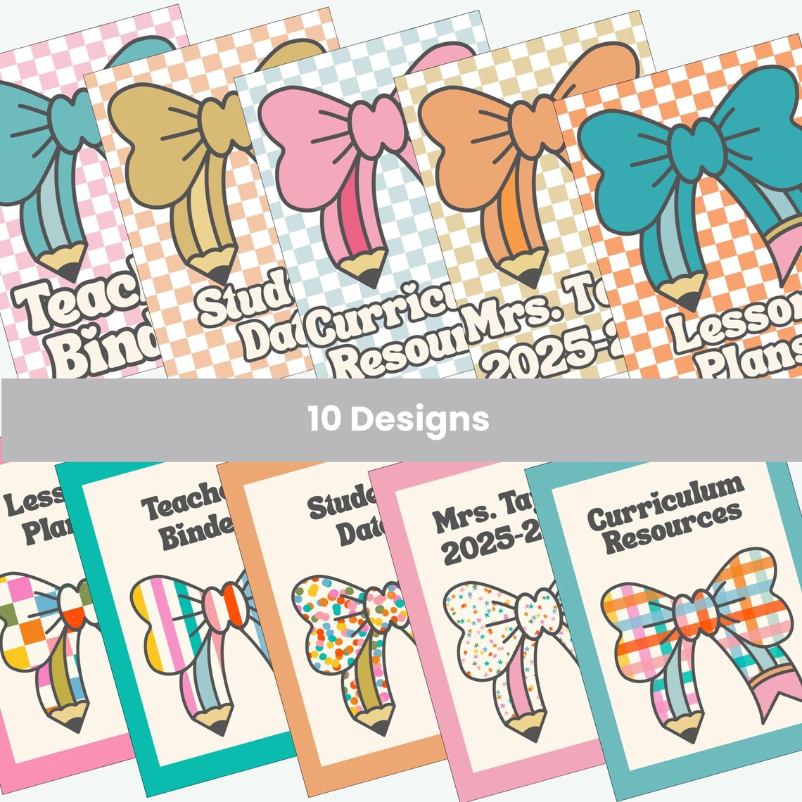 Pencil Bows Editable Binder Cover Sheet Bundle | Edit in Canva ...