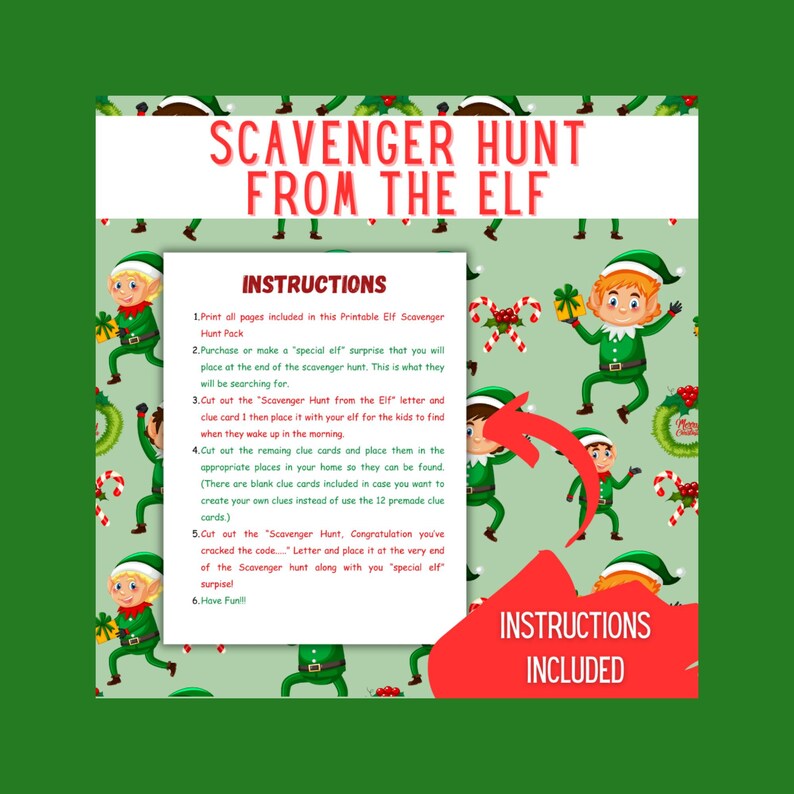 Scavenger Hunt From the Elf Printables - Etsy
