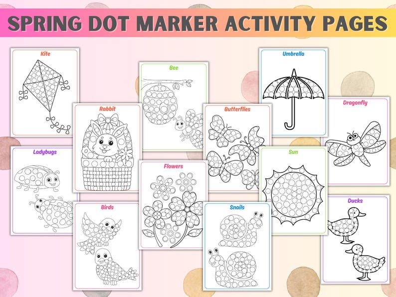 Spring Dot Marker Coloring Pages Printables - Etsy