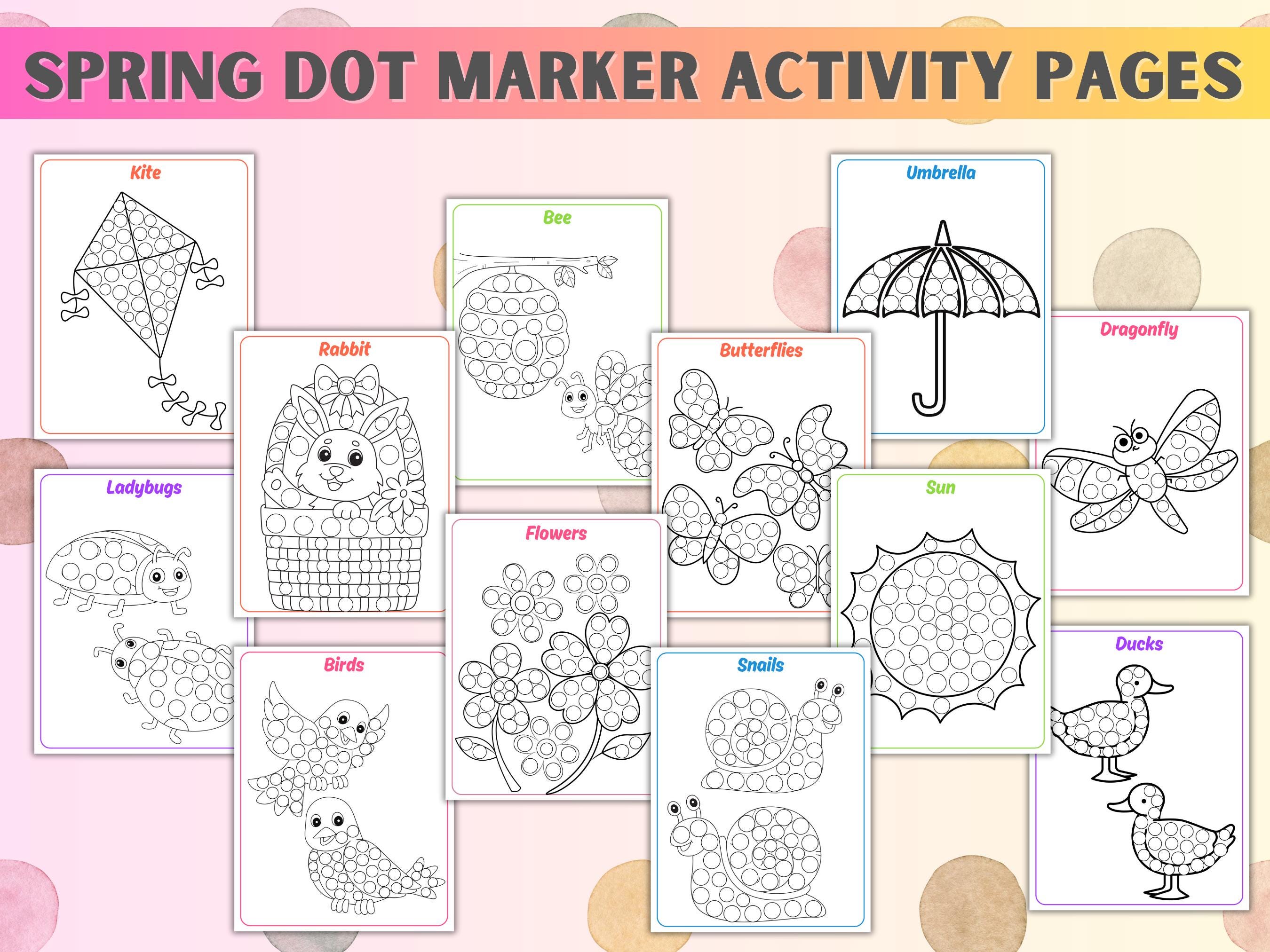 Spring Dot Marker Coloring Pages Printables - Etsy