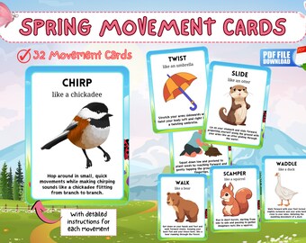 Printable Spring Movement Cards for Kids - Fun School or Home Activity ...