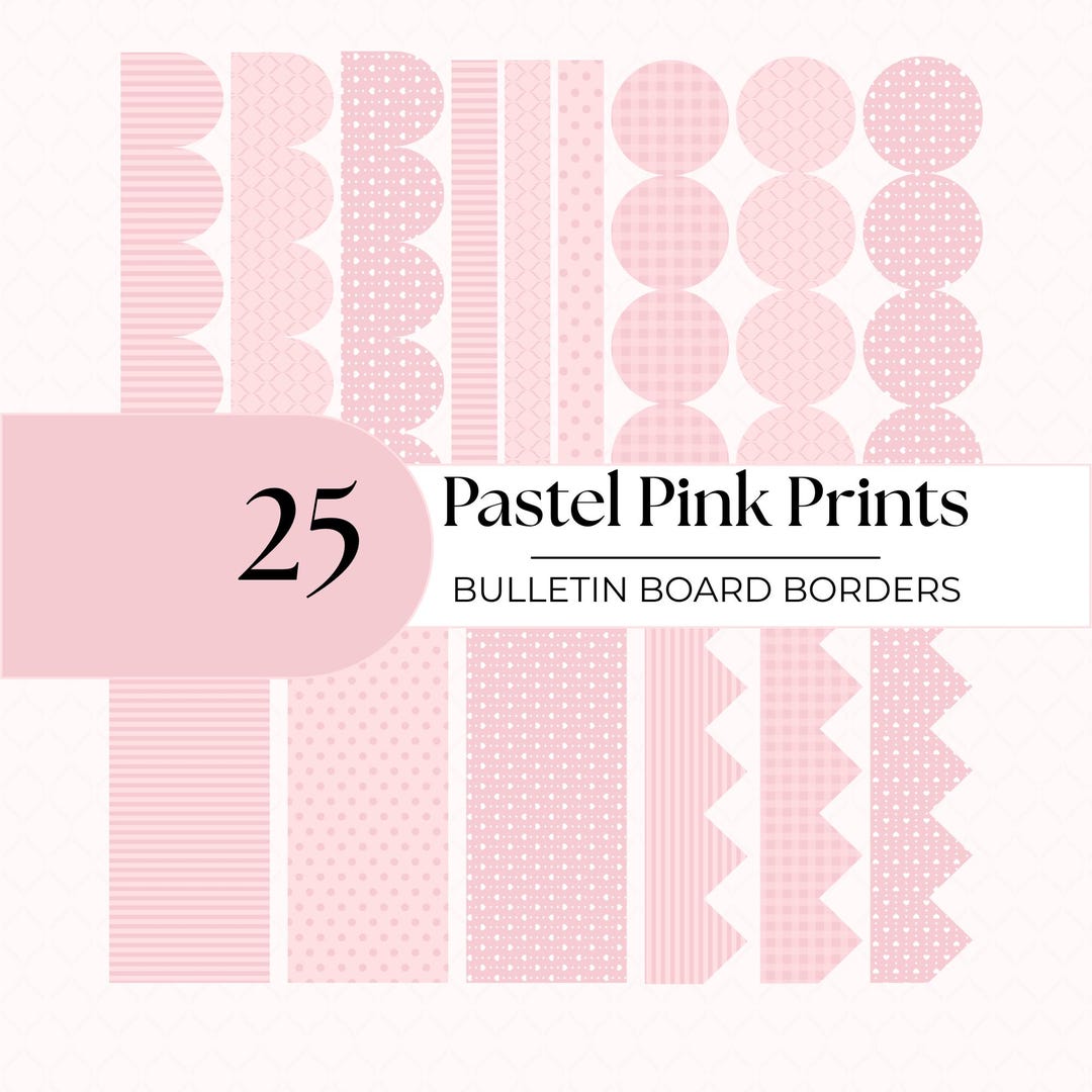 Pastel Pink Bulletin Board Borders: Classroom Decor (digital Download ...