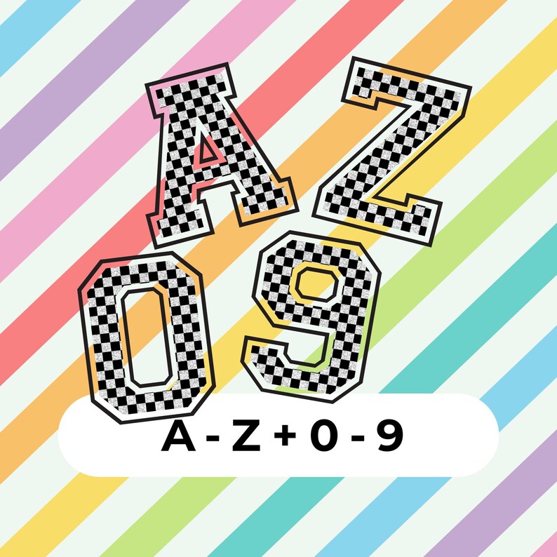 Silver Glitter Checker Varsity Letters PNG | A-Z 0-9 Digital Alphabet ...