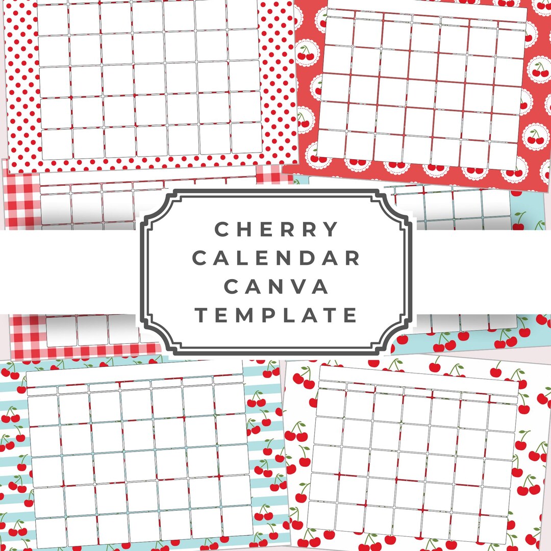 Cherry Calendar Template for Canva – 12 Editable Monthly Planner Pages ...