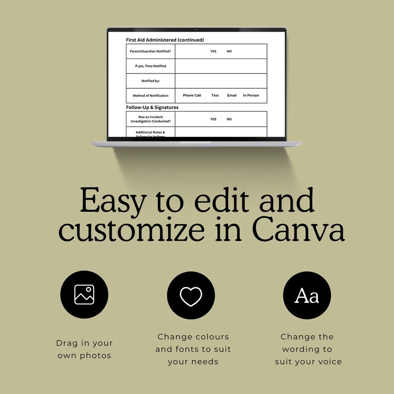 Customizable Preschool Daycare Student Injury Report Form | Editable ...