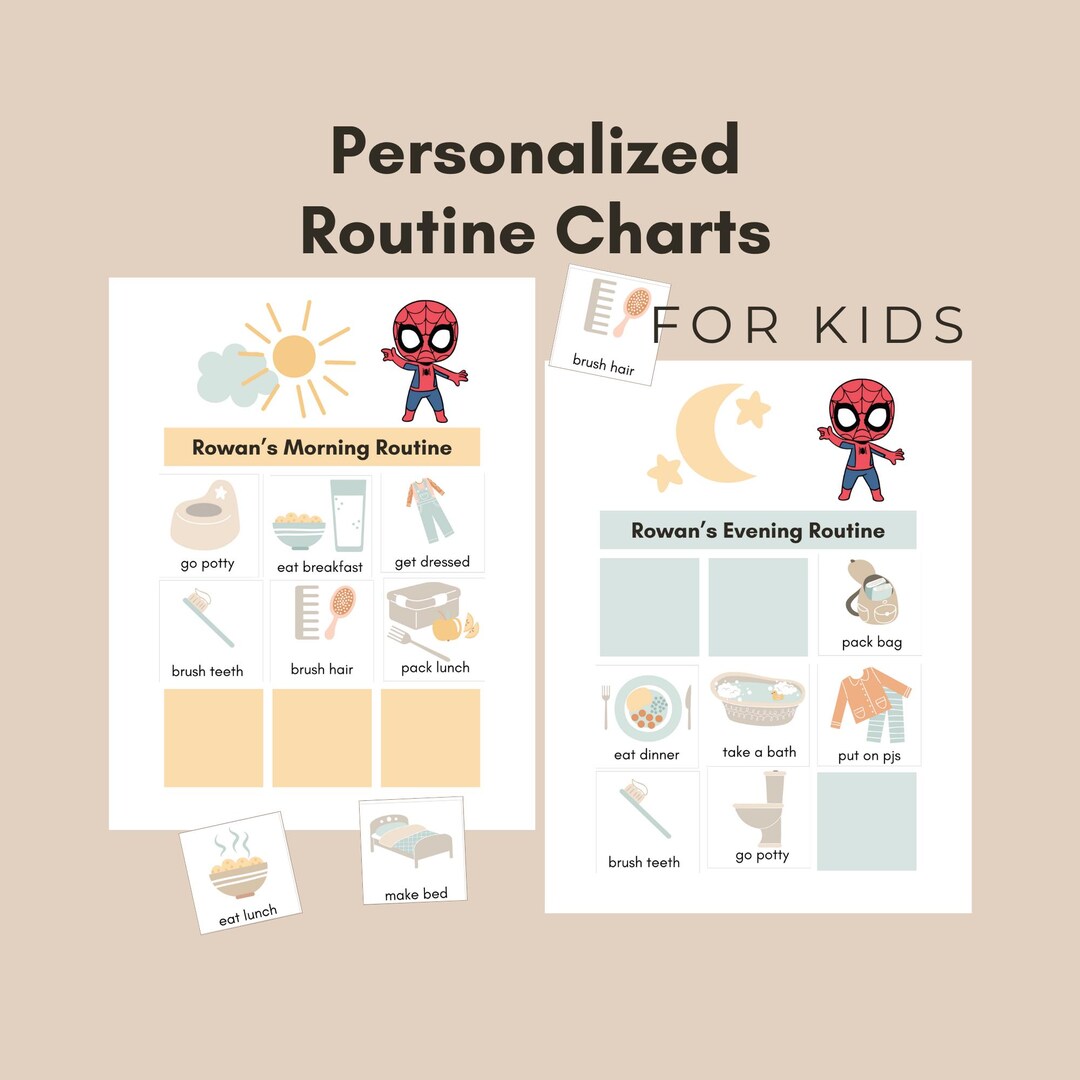Personalized Superhero Morning & Evening Routine Chart for Kids ...