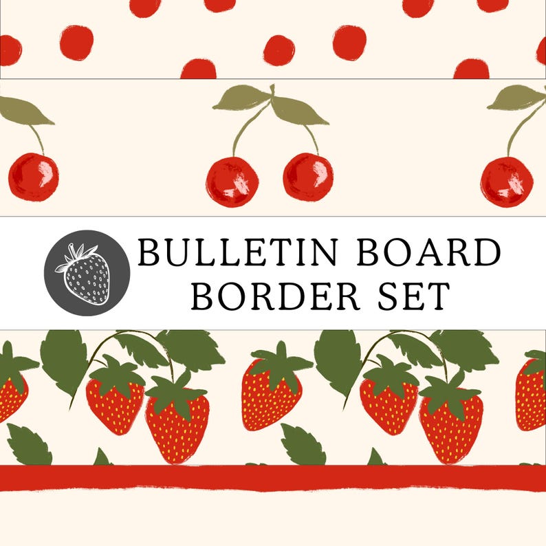 Cherry & Strawberry Bulletin Board Border Set: Cheery Classroom Decor ...
