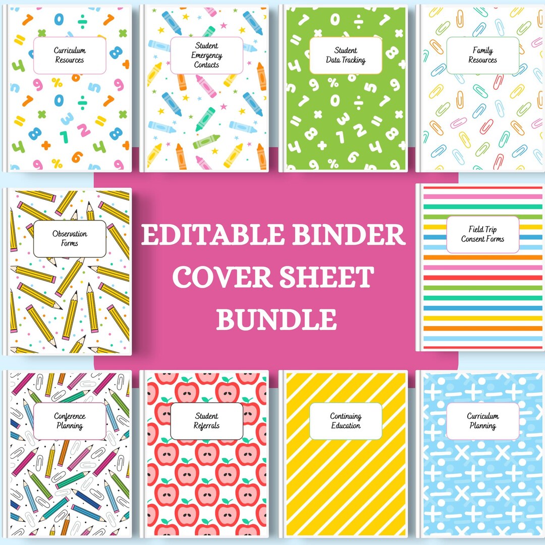 Printable Binder Covers for Teachers – Editable Canva Template ...