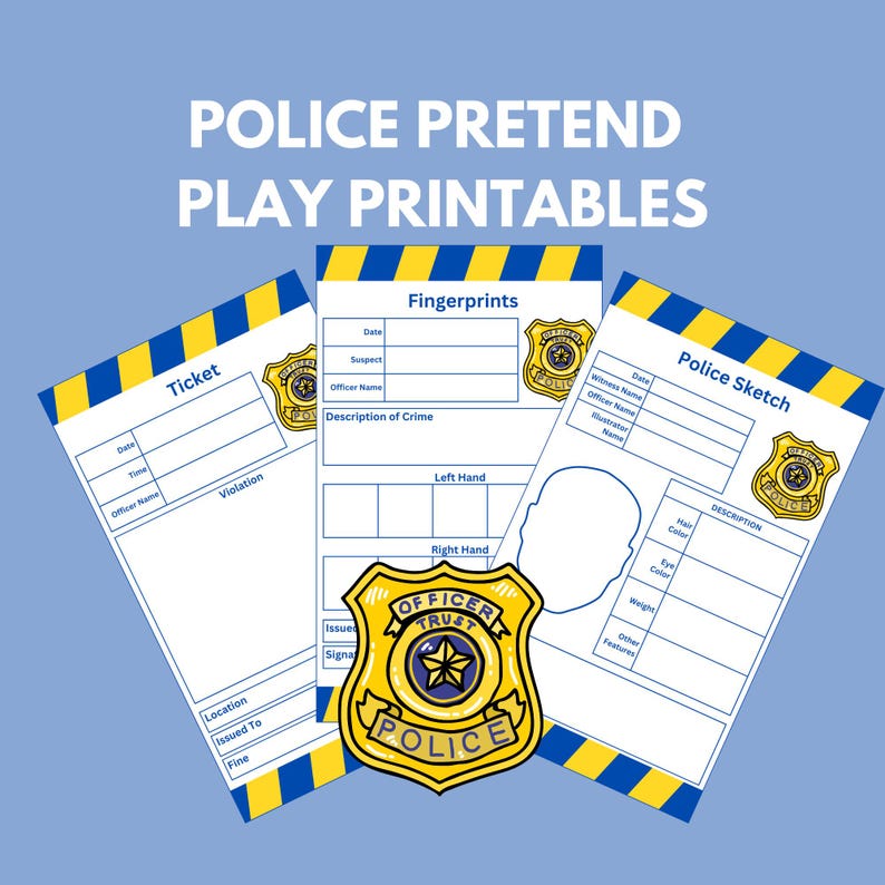 Police Pretend Play Printables – Fun for Little Officers in Training - Etsy