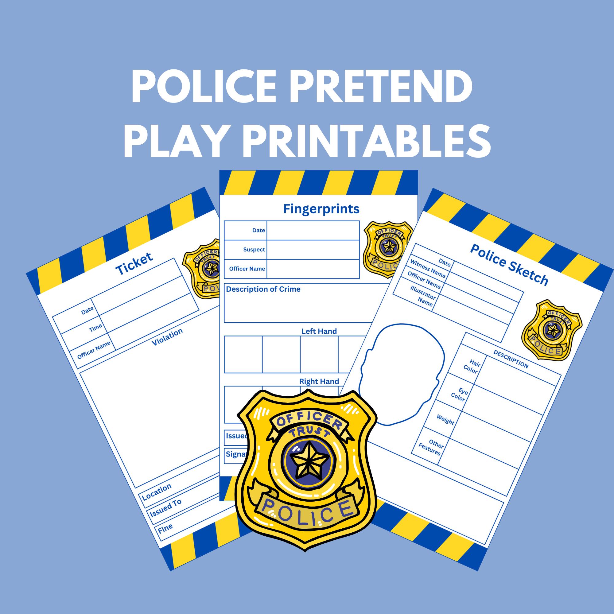 Police Pretend Play Printables – Fun for Little Officers in Training - Etsy