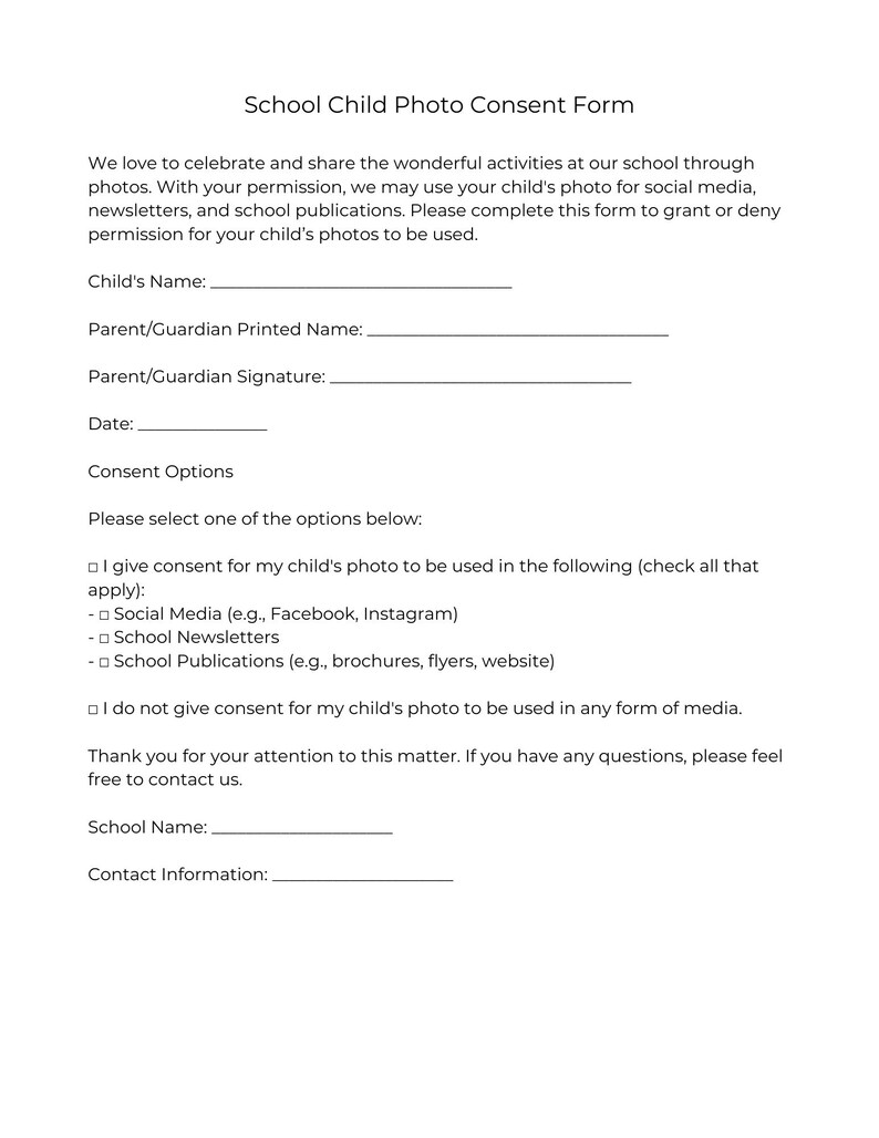 Editable Preschool Photo Consent Form | Canva | Customizable Design ...