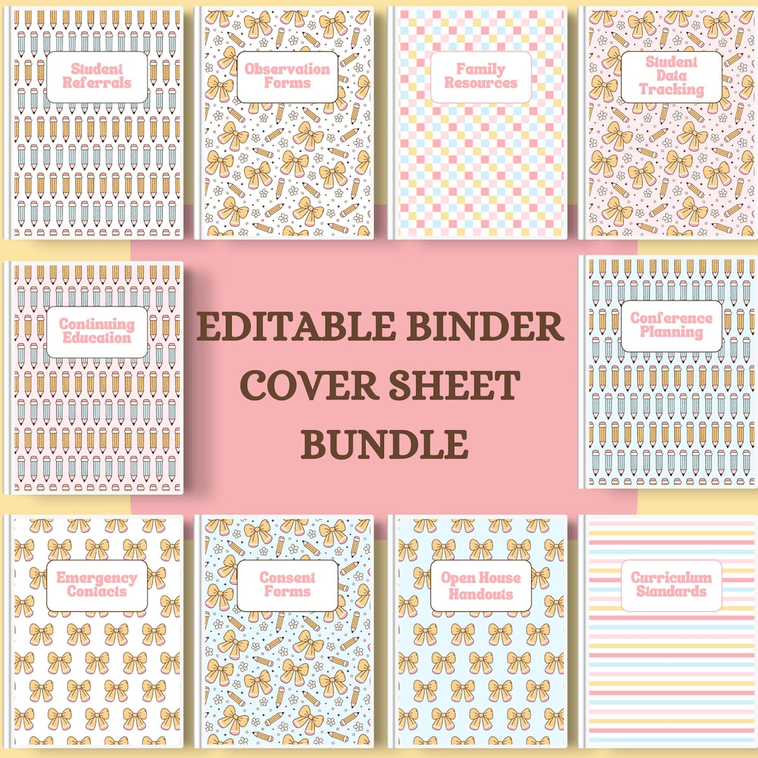 Printable Binder Covers for Teachers – Editable Canva Template ...