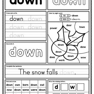 Printable Sight Word Worksheets for Early Readers | Preschool ...