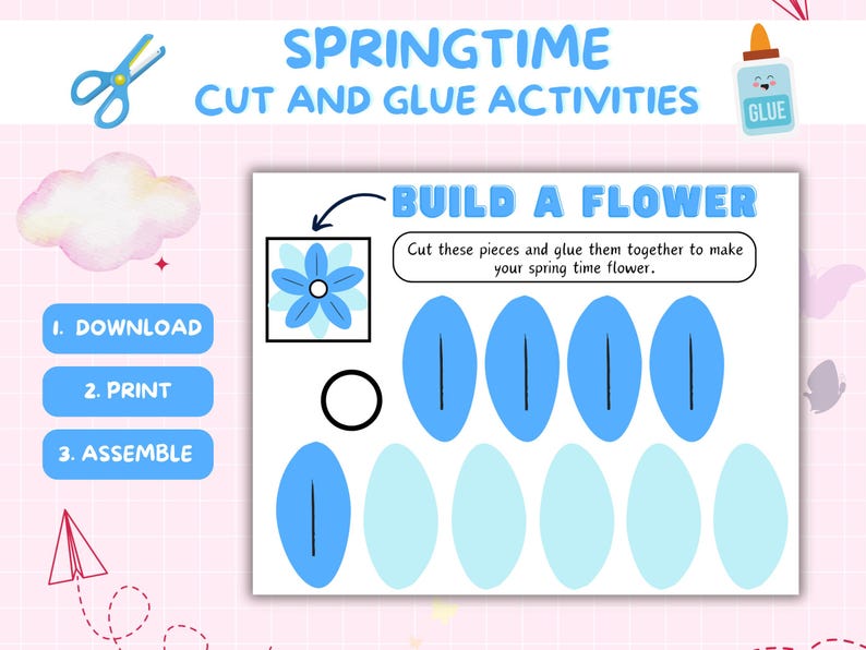 Build a Flower Craft Printable for Kids - Etsy