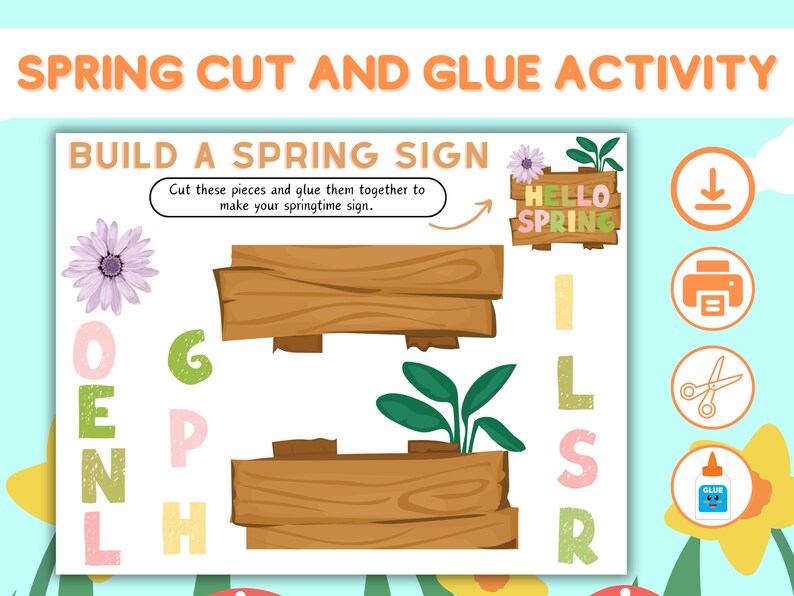Build a Spring Sign Craft Printable for Kids - Etsy