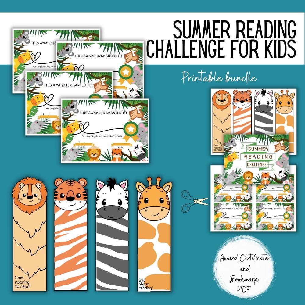 Safari Themed Summer Reading Challenge Printables - Etsy