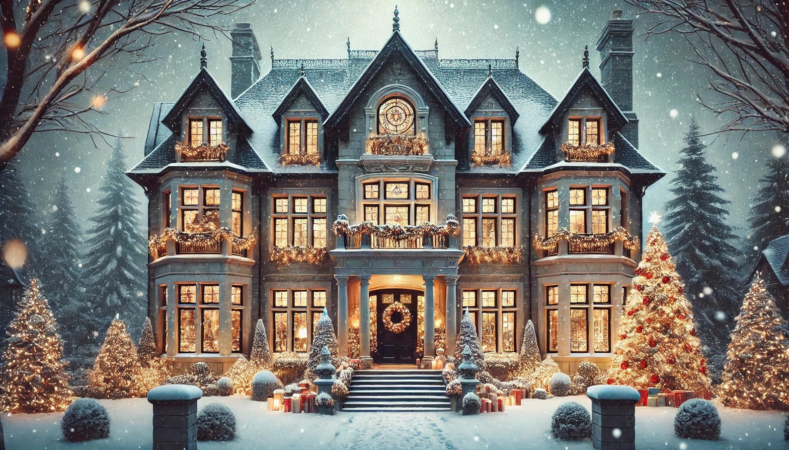 The Snow-kissed Mansion - Etsy